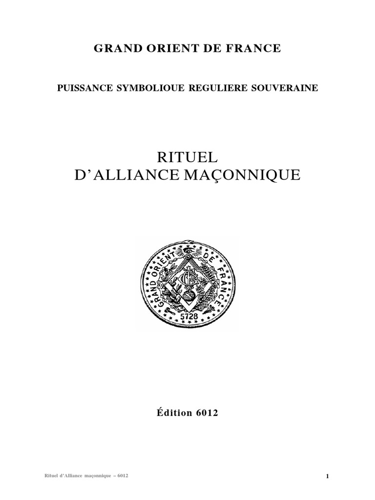Rituel de L'alliance Maçonnique | PDF | Franc-maçonnerie | Ésotérisme ...