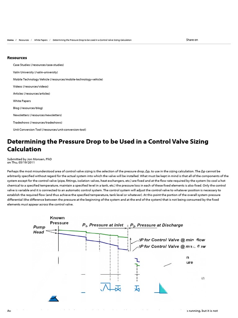 Control Valve Pressure Drop Guide | PDF | Valve | Flow Measurement
