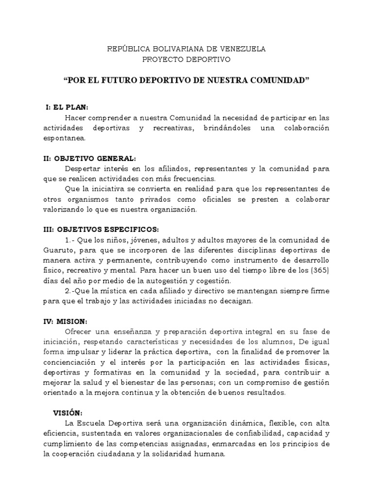 Proyecto Deportivo | PDF