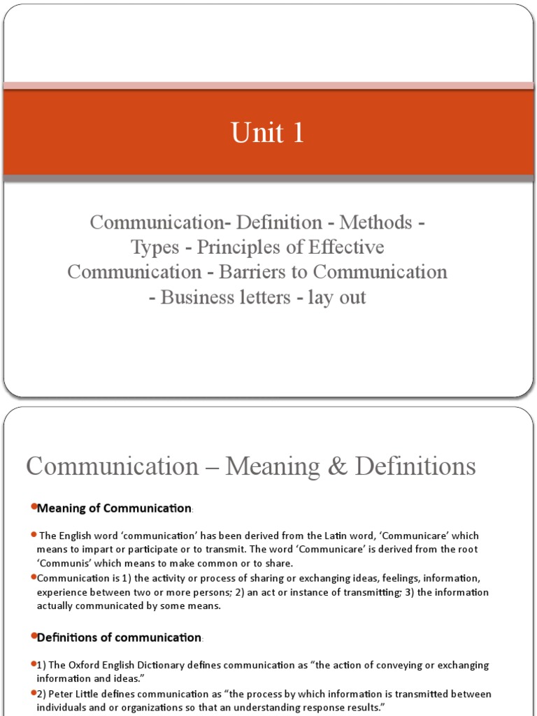 Business Communication Unit 1 | PDF | Communication | Nonverbal ...