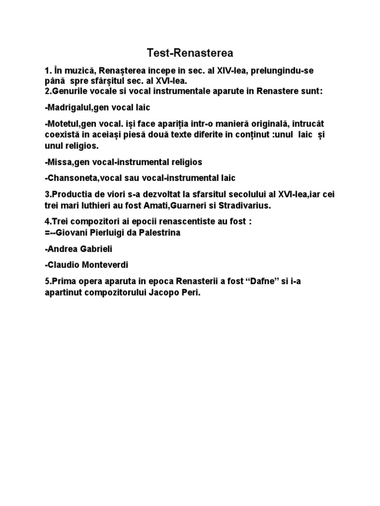 Test Renastere | PDF