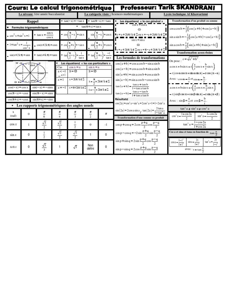 La Trigonométrie | PDF | Mathématiques | Objets mathématiques