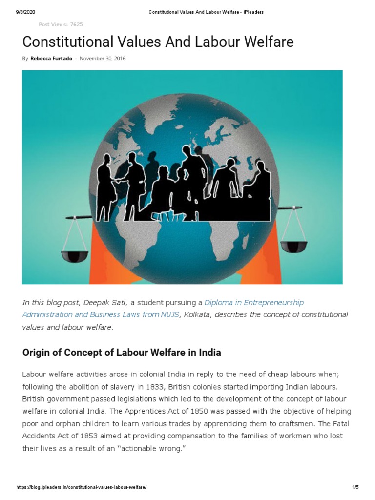 Constitutional Values and Labour Welfare - Ipleaders | PDF | Equal Pay For Equal Work | Supreme ...