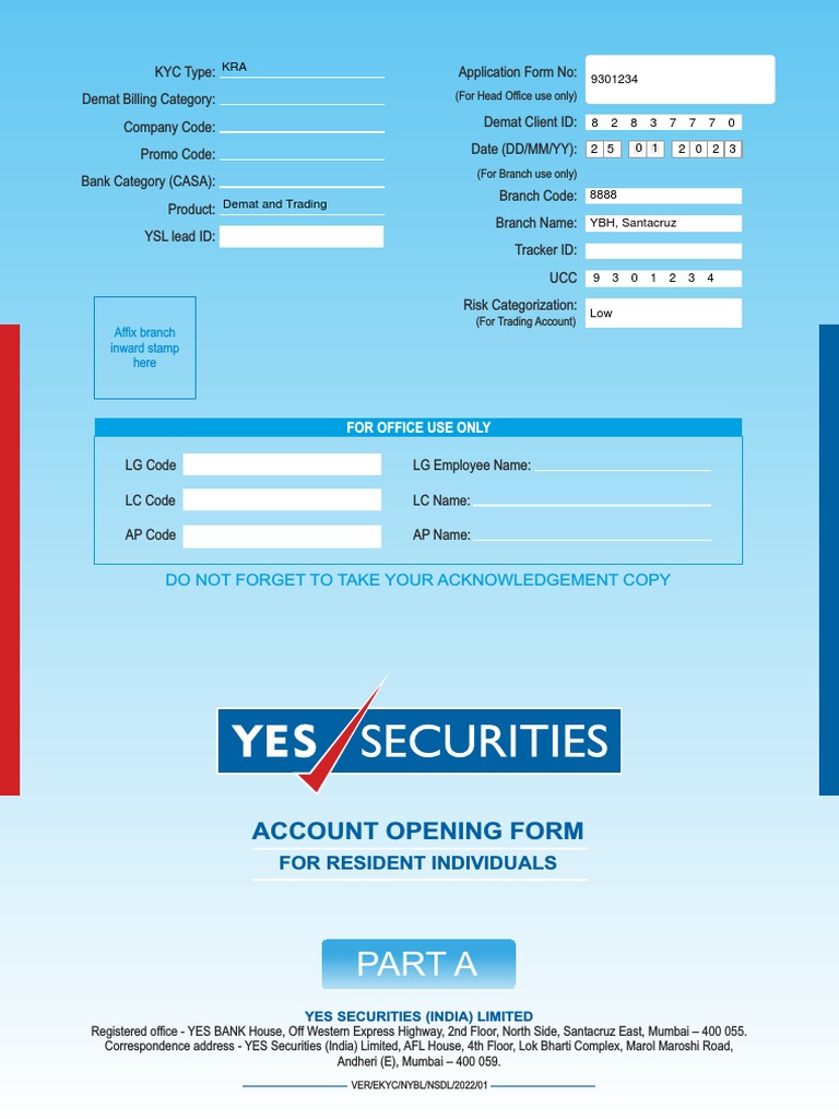 yes securites form details.pdf | PDF | Private Sector | Financial Markets