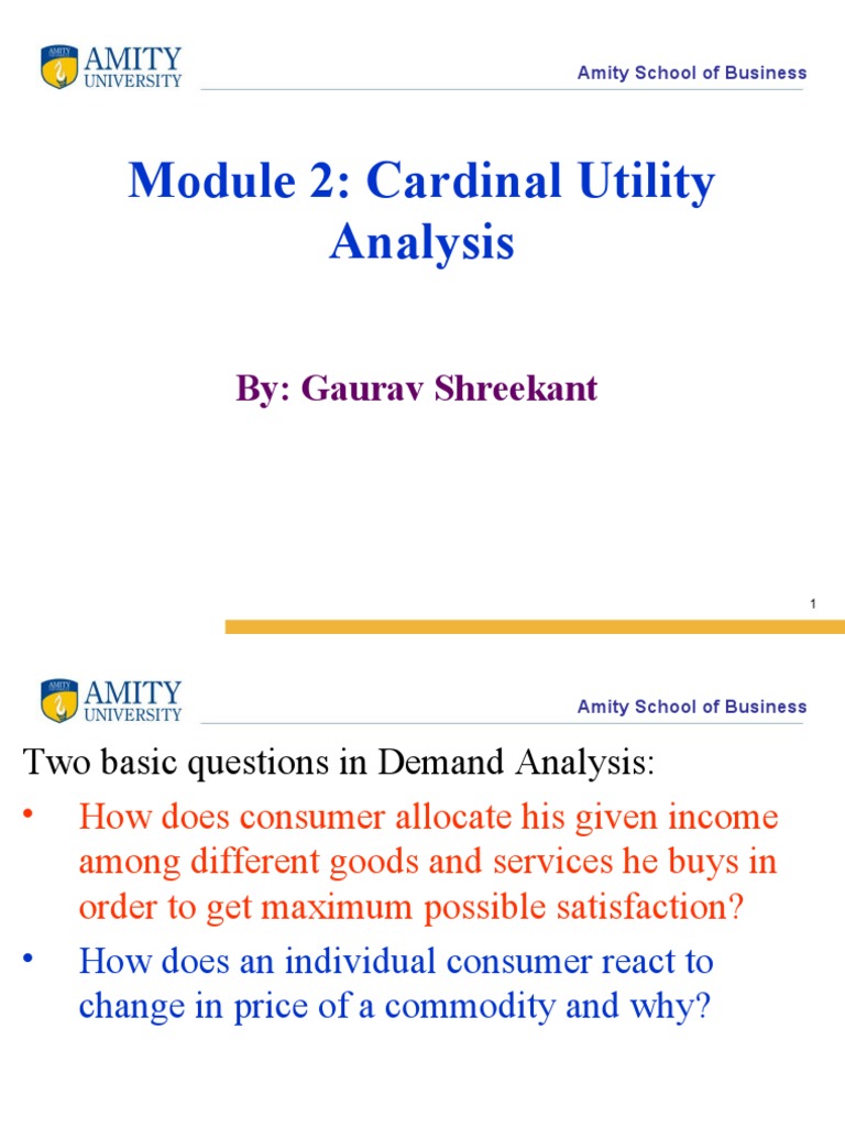 Cardinal Utility Analysis | PDF | Utility | Marginal Utility