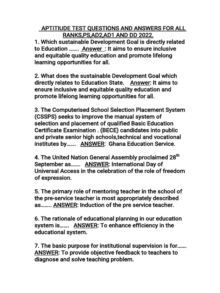 Aptitiude Test Questions and Answers | PDF