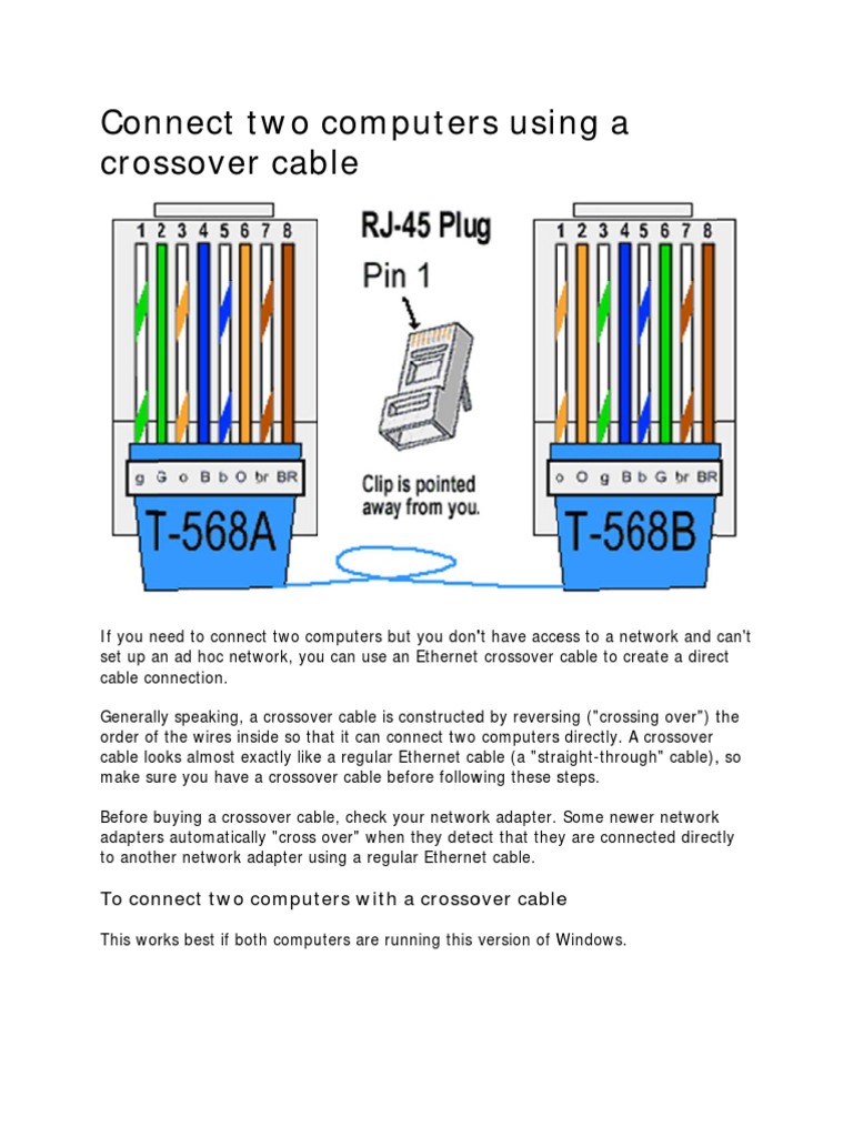 Connect Two Computers Using A Crossover Cable | PDF | Internet Protocols | Communications Protocols