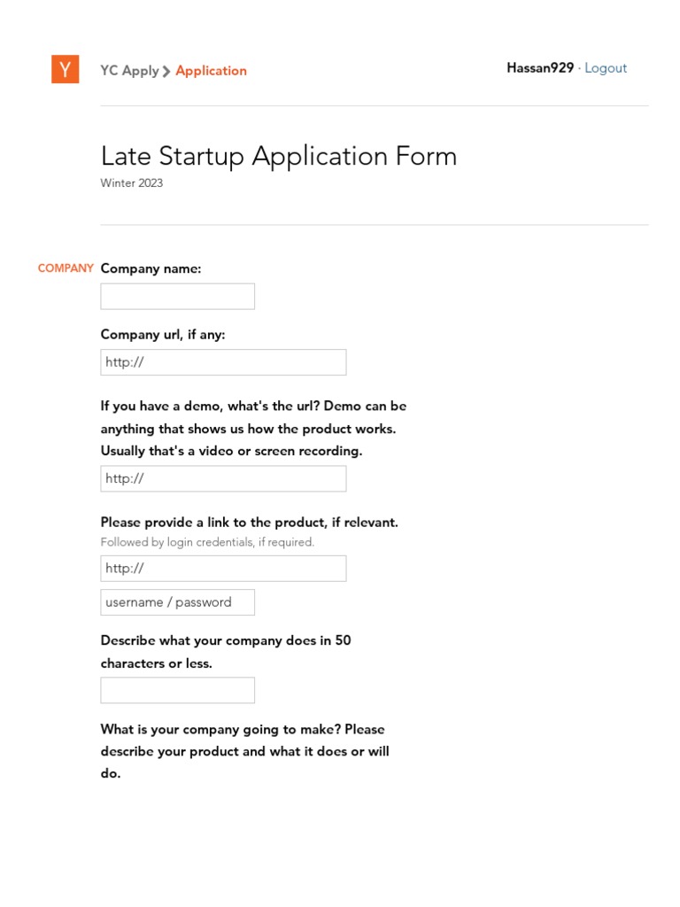 Apply To Y Combinator | PDF | Login | Cyberspace