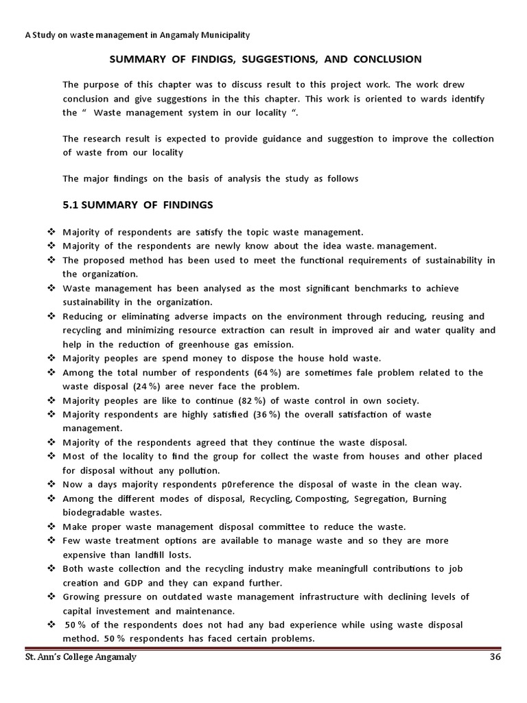 Assessing Waste Management Practices and Generating Recommendations for ...