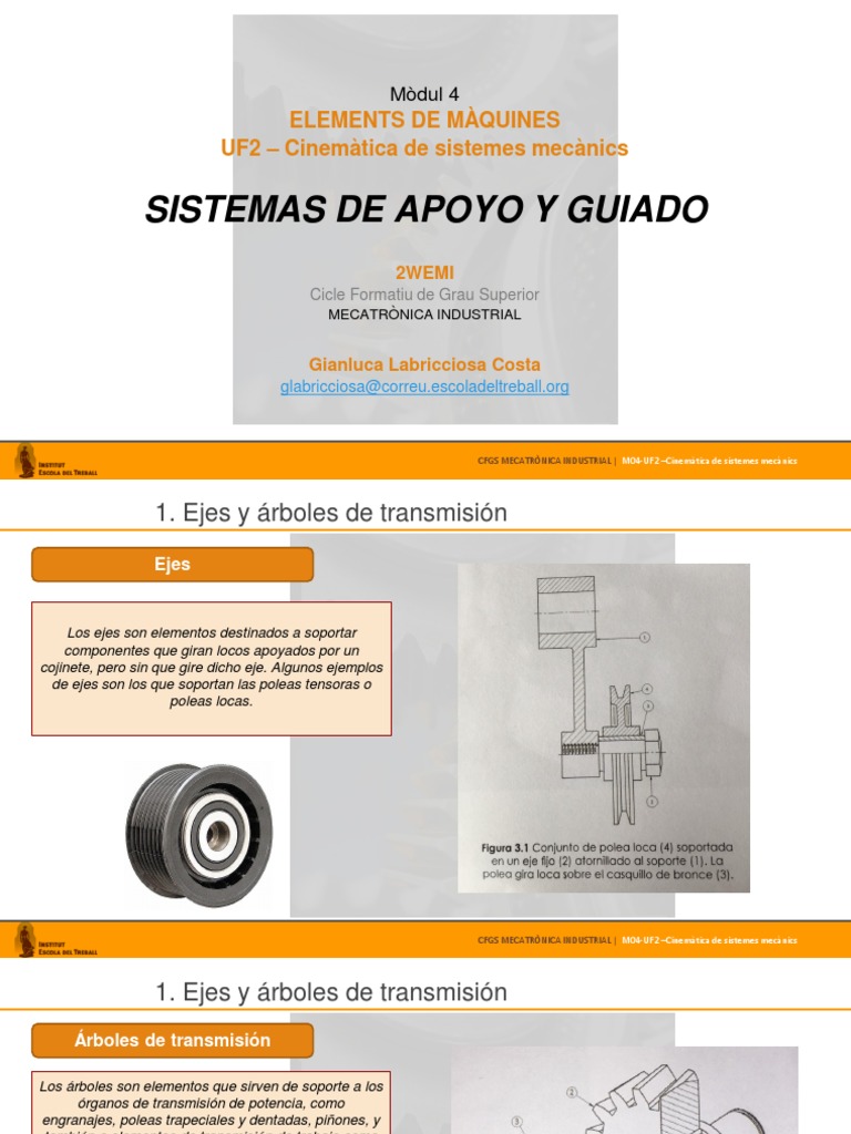 Sistemas de Apoyo y Guiado - Def | PDF | Rodamiento (Mecánico) | Engranaje