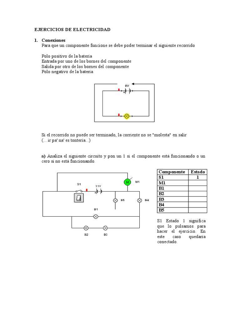 Ejercicios de Electricidad | PDF | Corriente eléctrica | voltaje