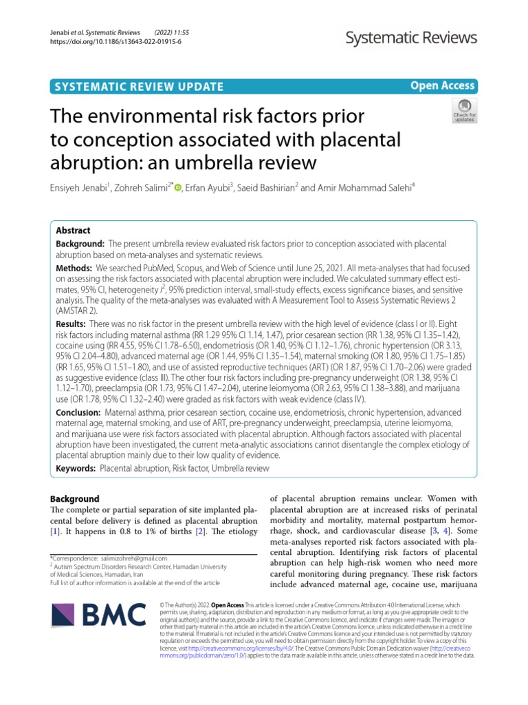 Placenta Abruption PDF | PDF | Meta Analysis | Systematic Review