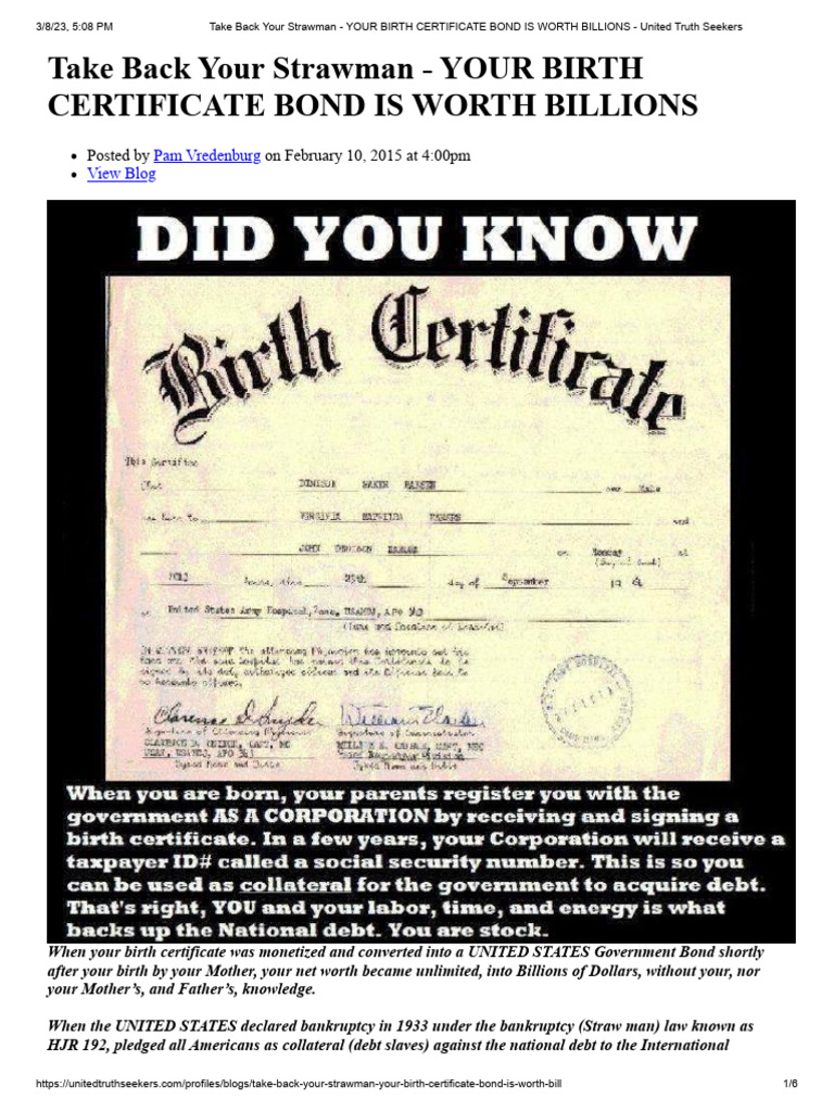 Birth Certificate Bonds Explained | PDF | Executive Order | United ...