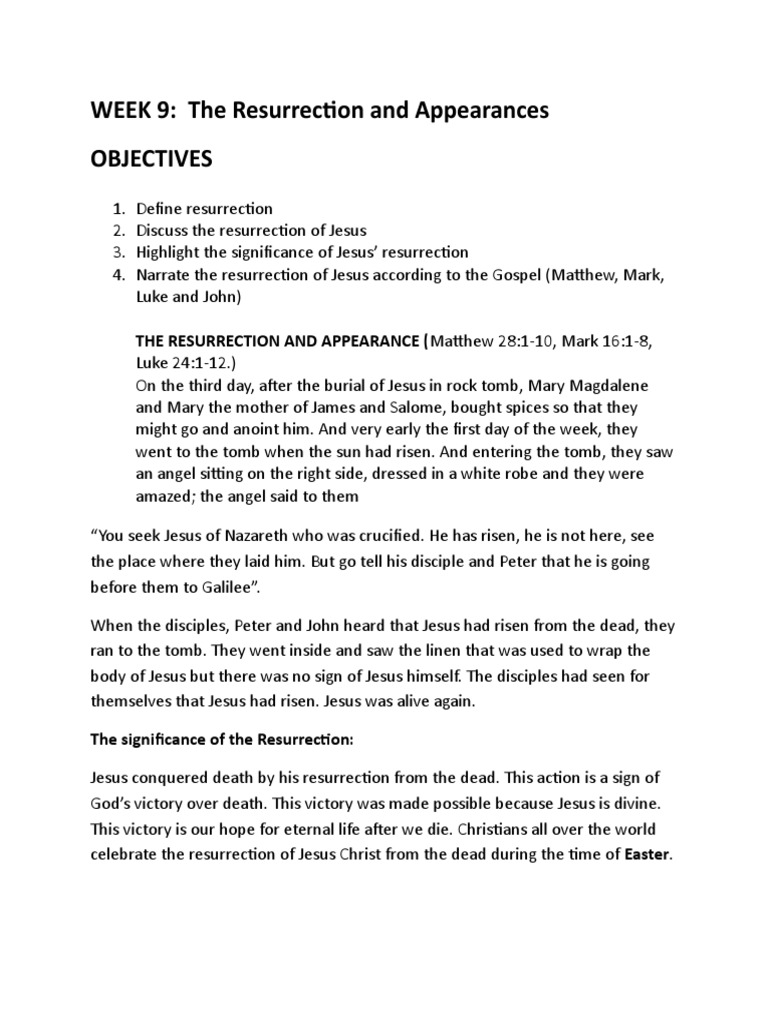 Jesus' Resurrection and Appearances | PDF | Resurrection Of Jesus | Jesus