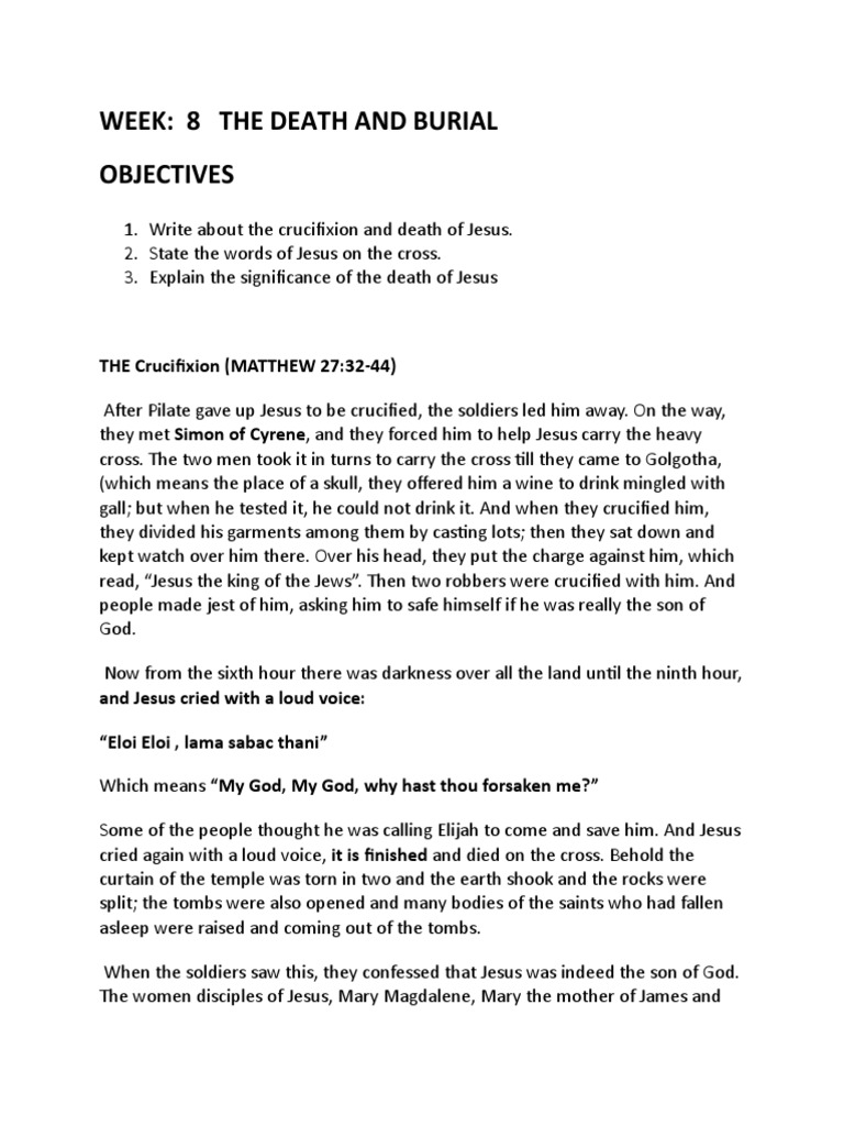 The Death and Burial of Jesus | PDF