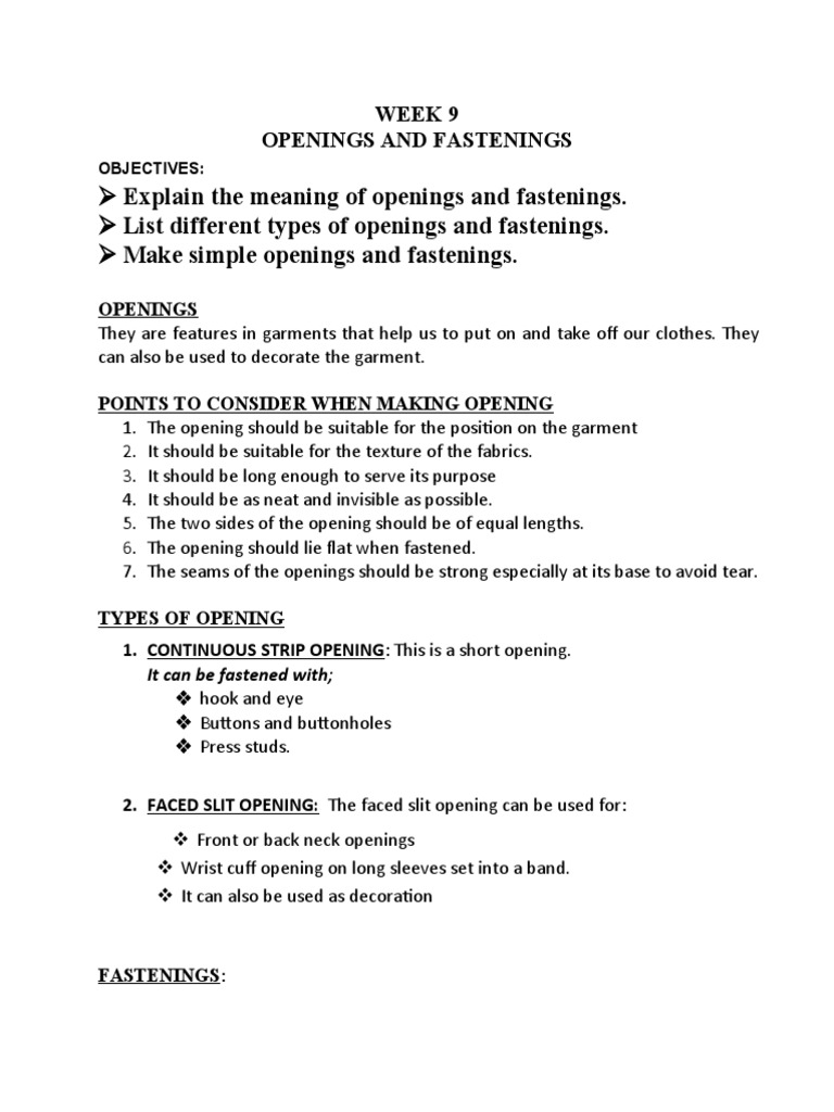 Openings and Fastenings | PDF | Blouse | Clothing