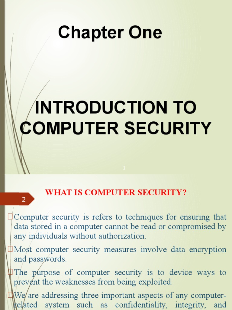 Chapter-1 COMPUTER SECURITY | PDF | Information Security | Security