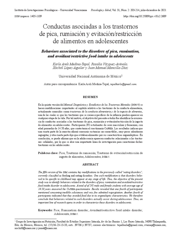 2689-Texto Del Artículo-12365-1-10-20210422 | PDF | Manual Diagnóstico y Estadístico de los ...
