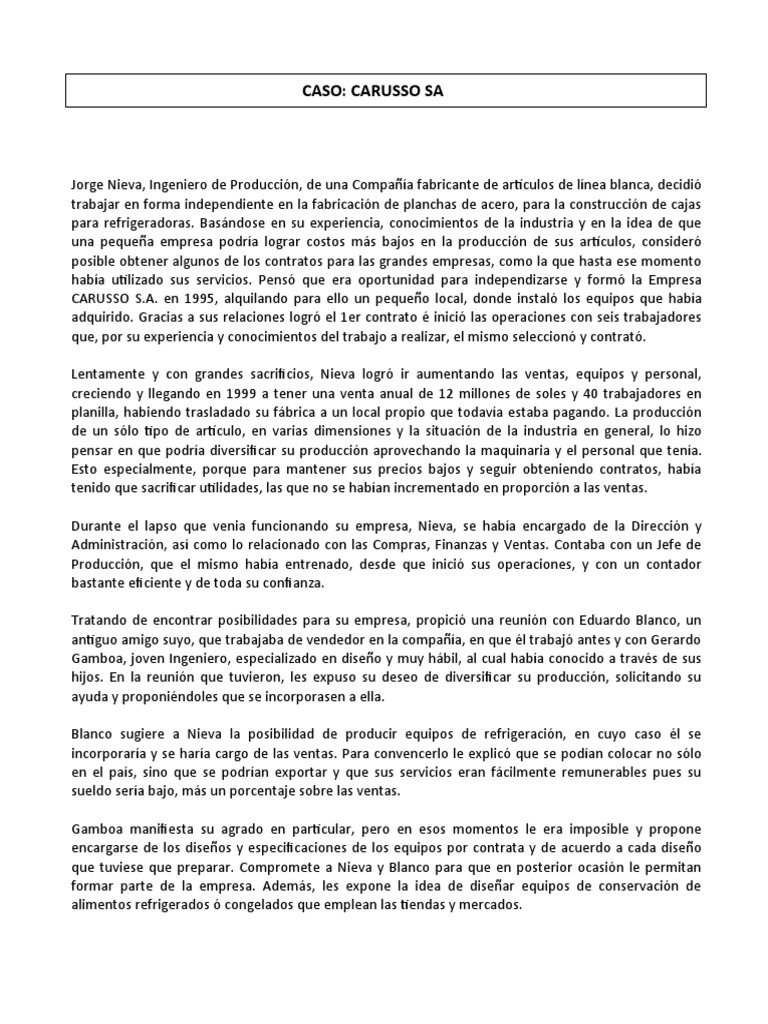 Crecimiento y Diversificación de CARUSSO S.A. | PDF | Derecho