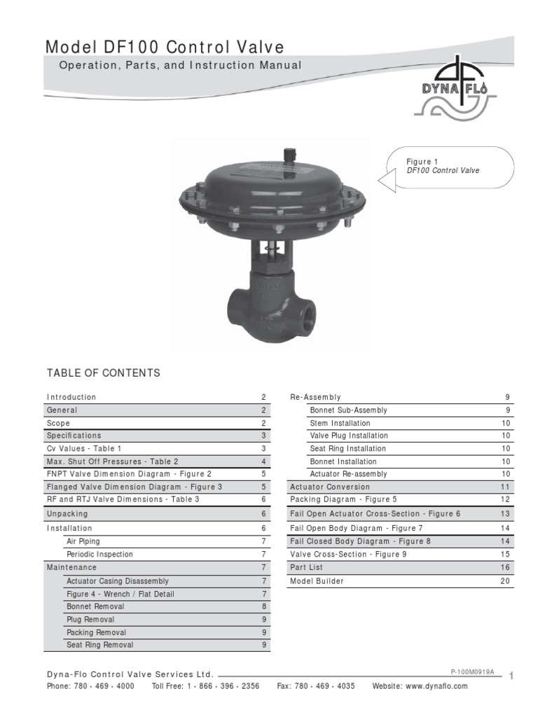 df100 Instruction | PDF | Valve | Actuator