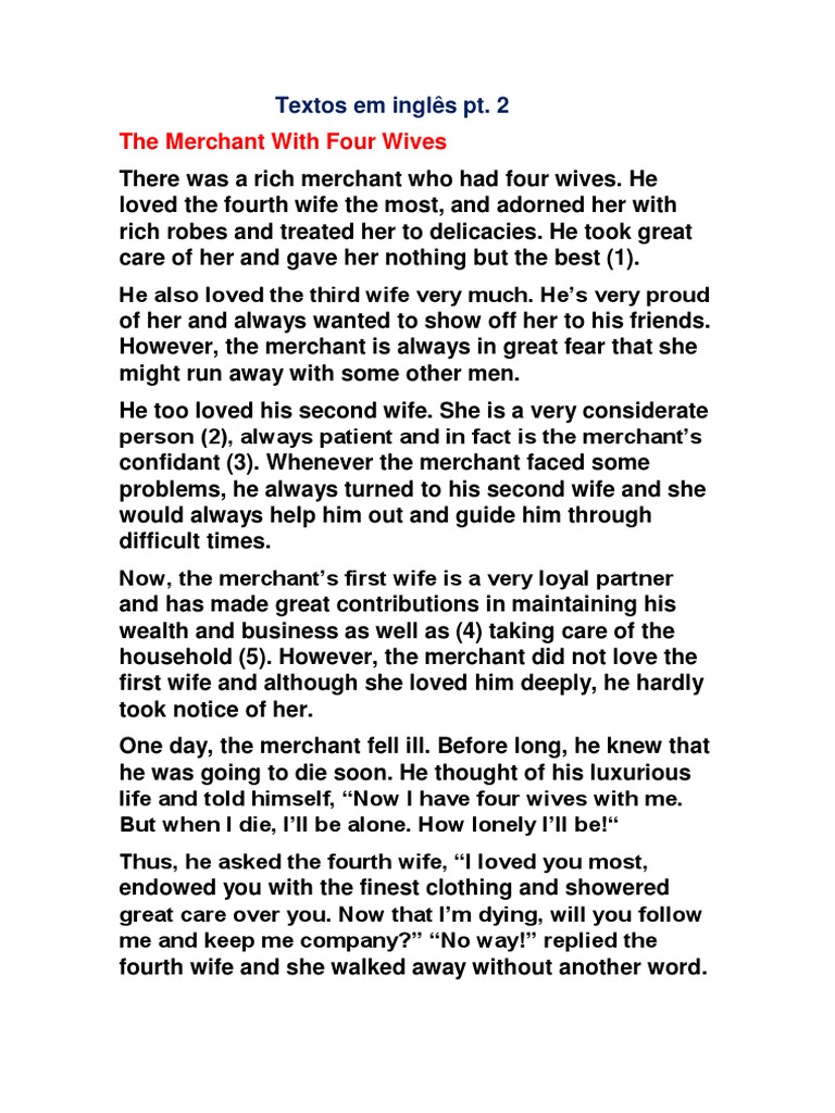 The Merchant With Four Wives Story | PDF