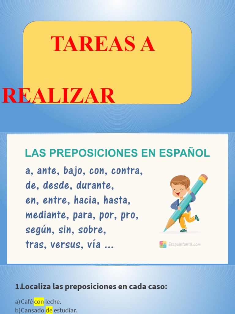 Tarea de Preposiciones - Cotrina Javier | PDF