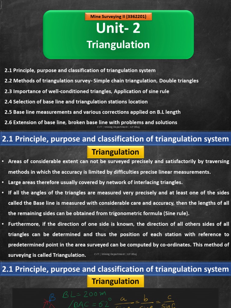 Unit 2 (Triangulation) PDF | Download Free PDF | Triangle | Surveying