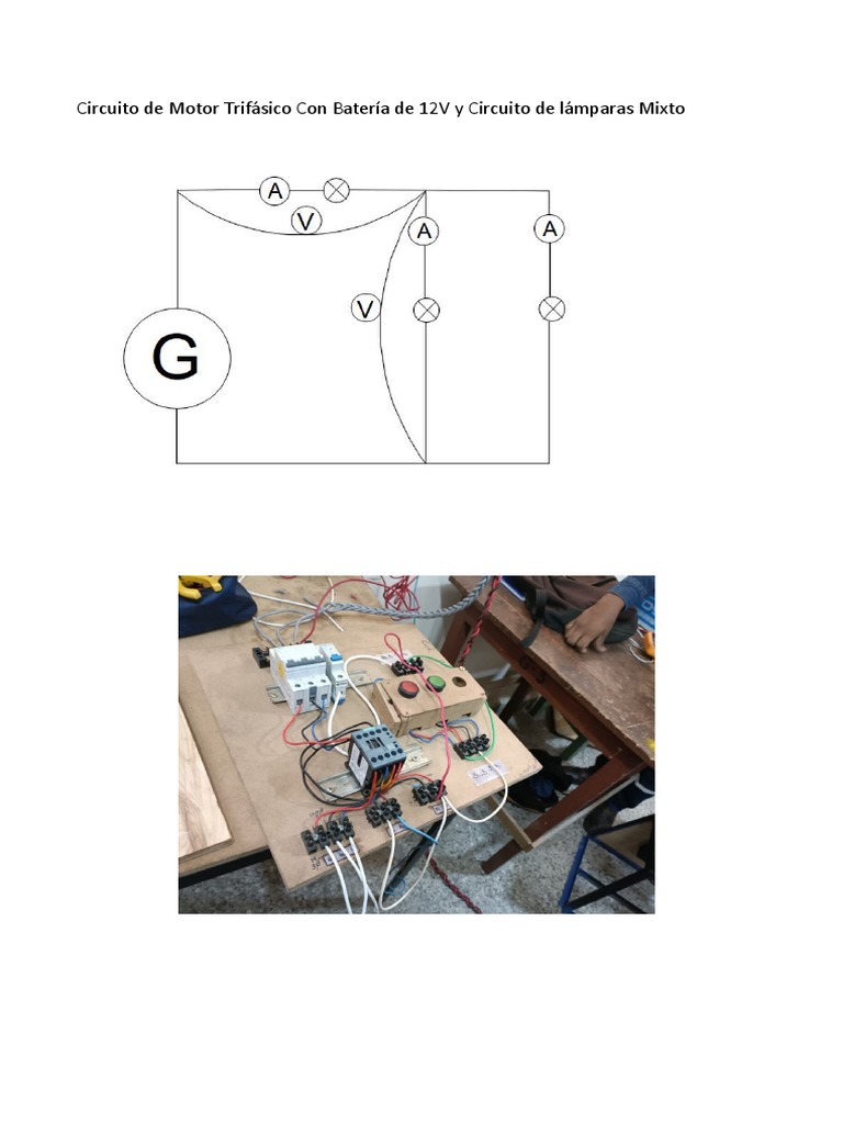 Circuito de Motor Trifásico Con Batería de 12V y Circuito de Lámparas Mixto | PDF