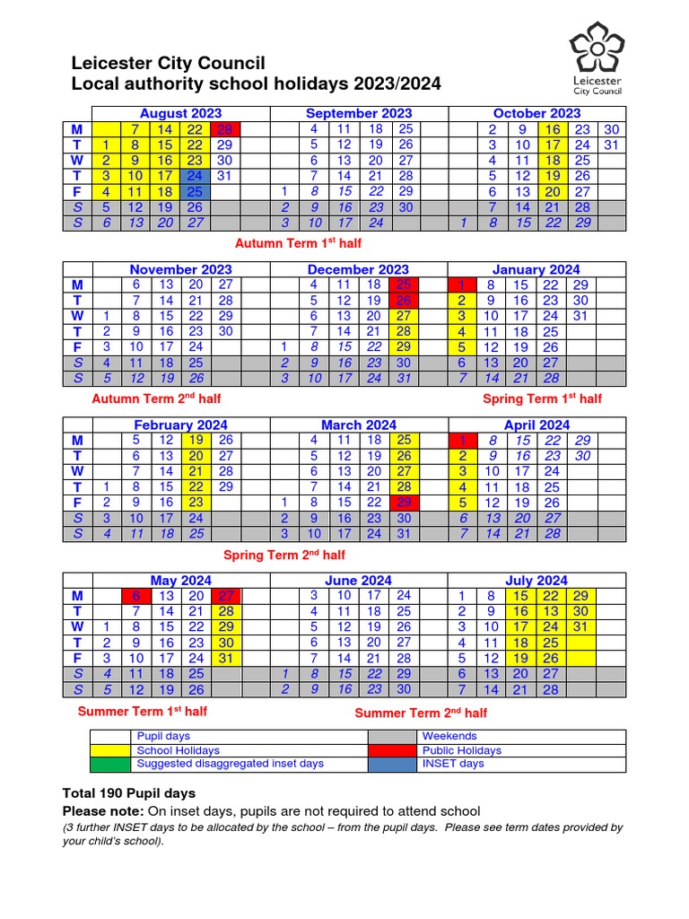 Leicester School Term Dates 2023-2024 | PDF | Academic Term | Academia