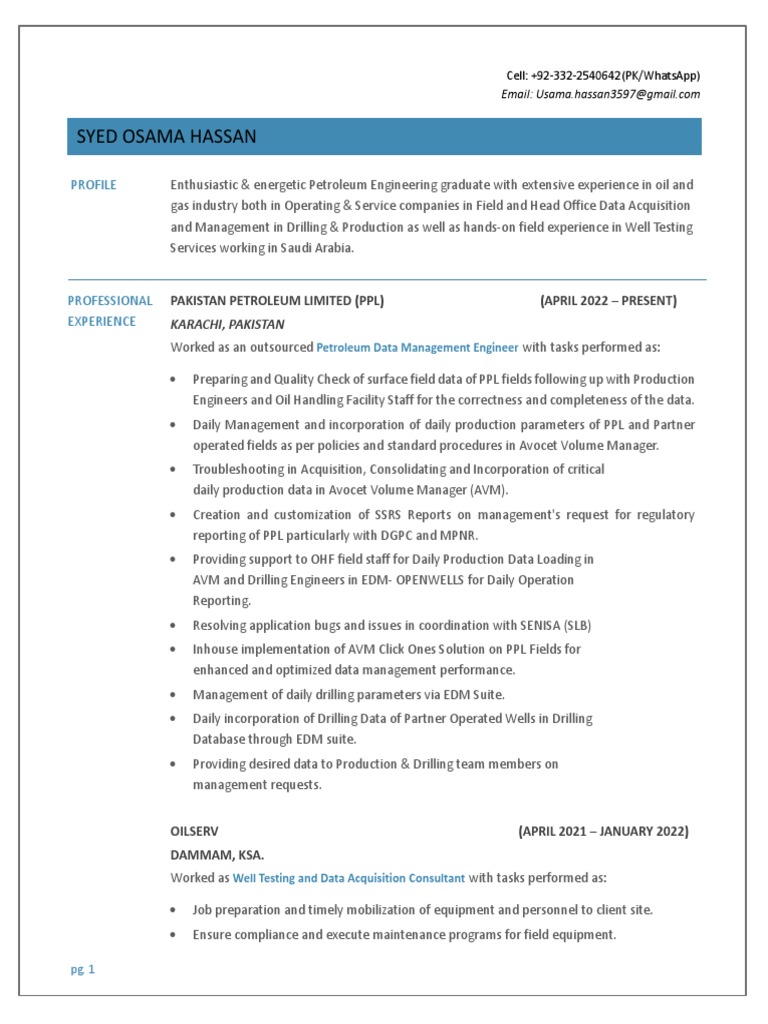 Syed Osama Hassan PDMS Engineer-Updated PDF | PDF | Databases | Computing