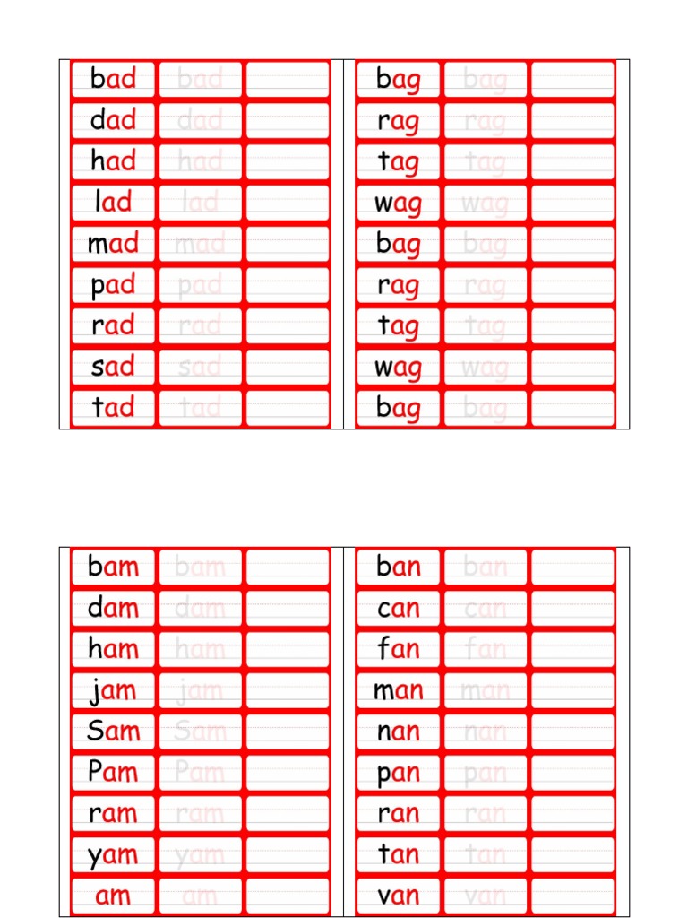 WORD FAMILIES Flashcards PDF | PDF
