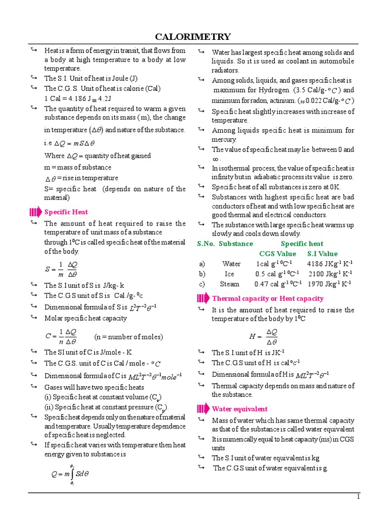 1 Calorimetry | PDF | Latent Heat | Heat