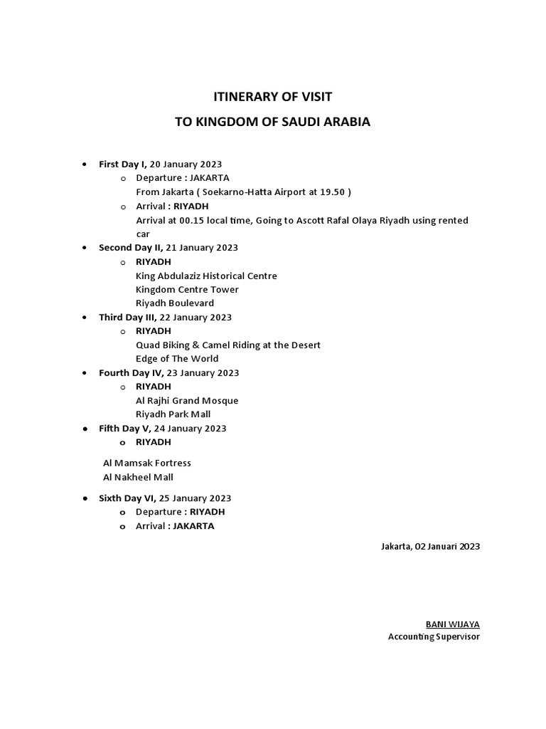 Contoh Perjalanan Wisata Tour | PDF