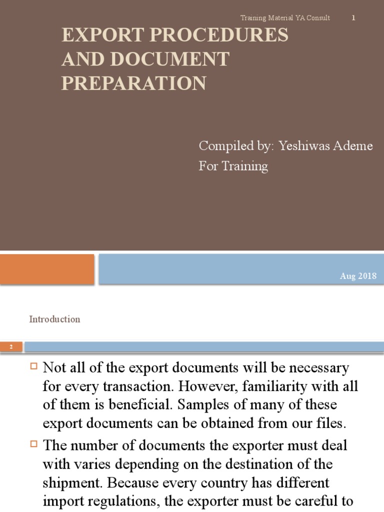 01 Export Procedures and Document Preparation | PDF | Letter Of Credit ...