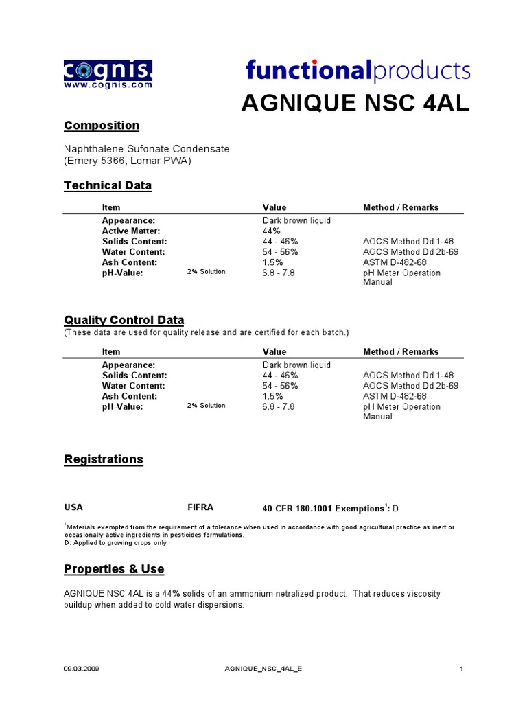 Agnique NSC 4al | PDF | Chemistry