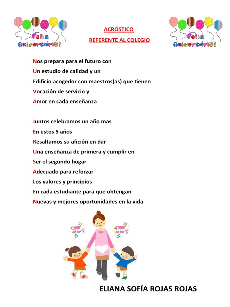 Acróstico Referente Al Colegio | PDF