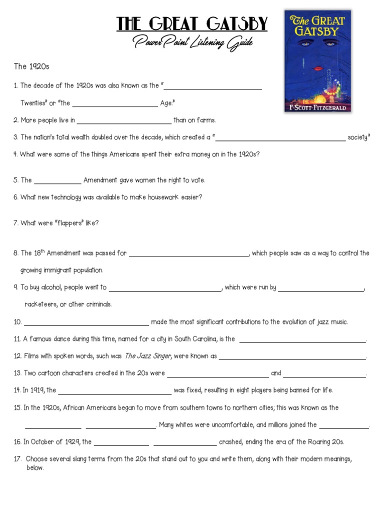 Gatsby Notes | PDF | The Great Gatsby