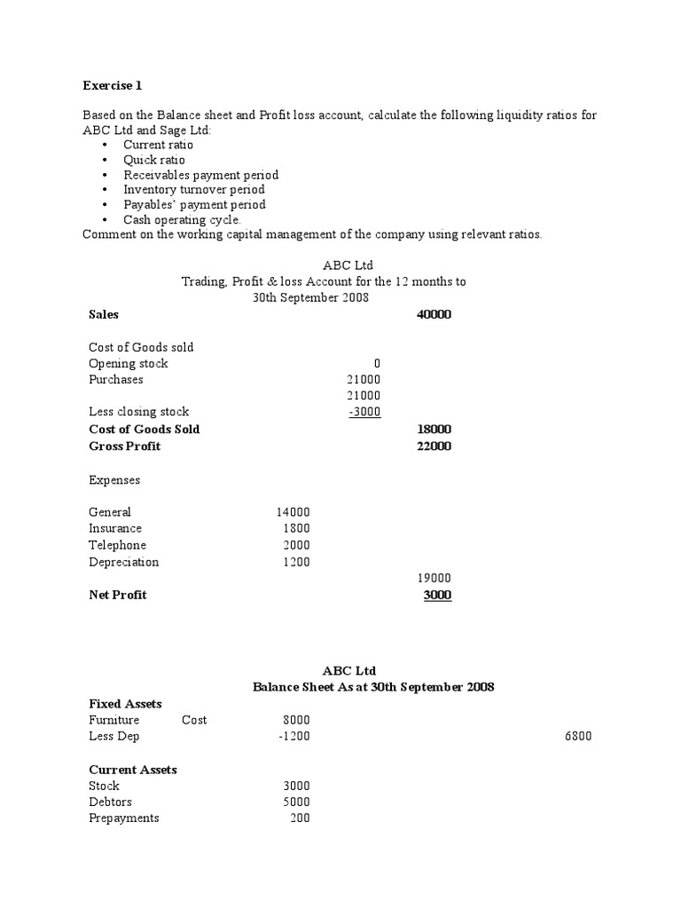 Financial Statement Exercise Pdf Dividend Balance Sheet
