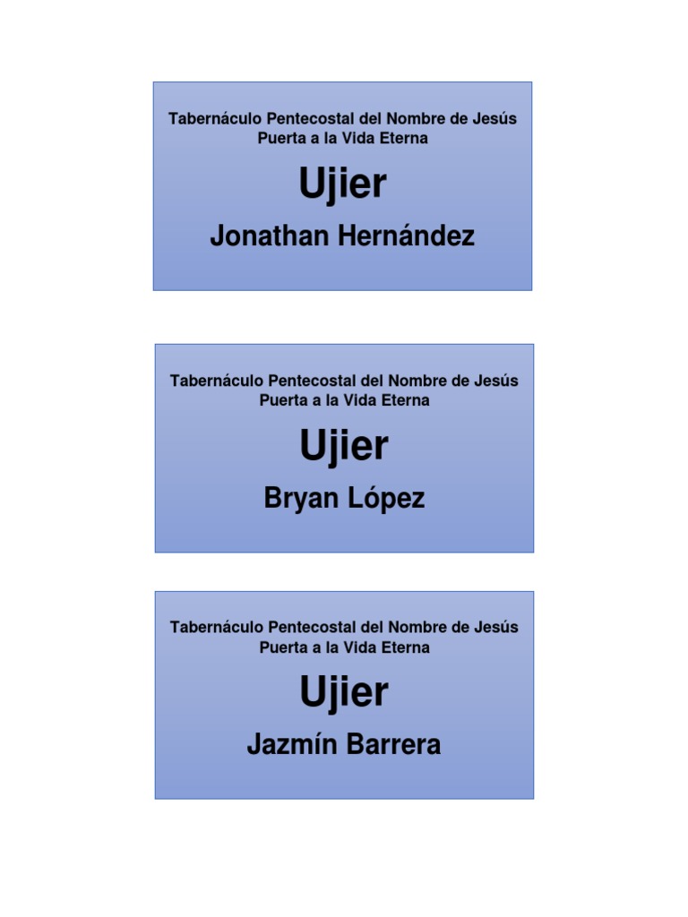 Carnet de Ujieres del Tabernáculo | PDF | Religión y espiritualidad