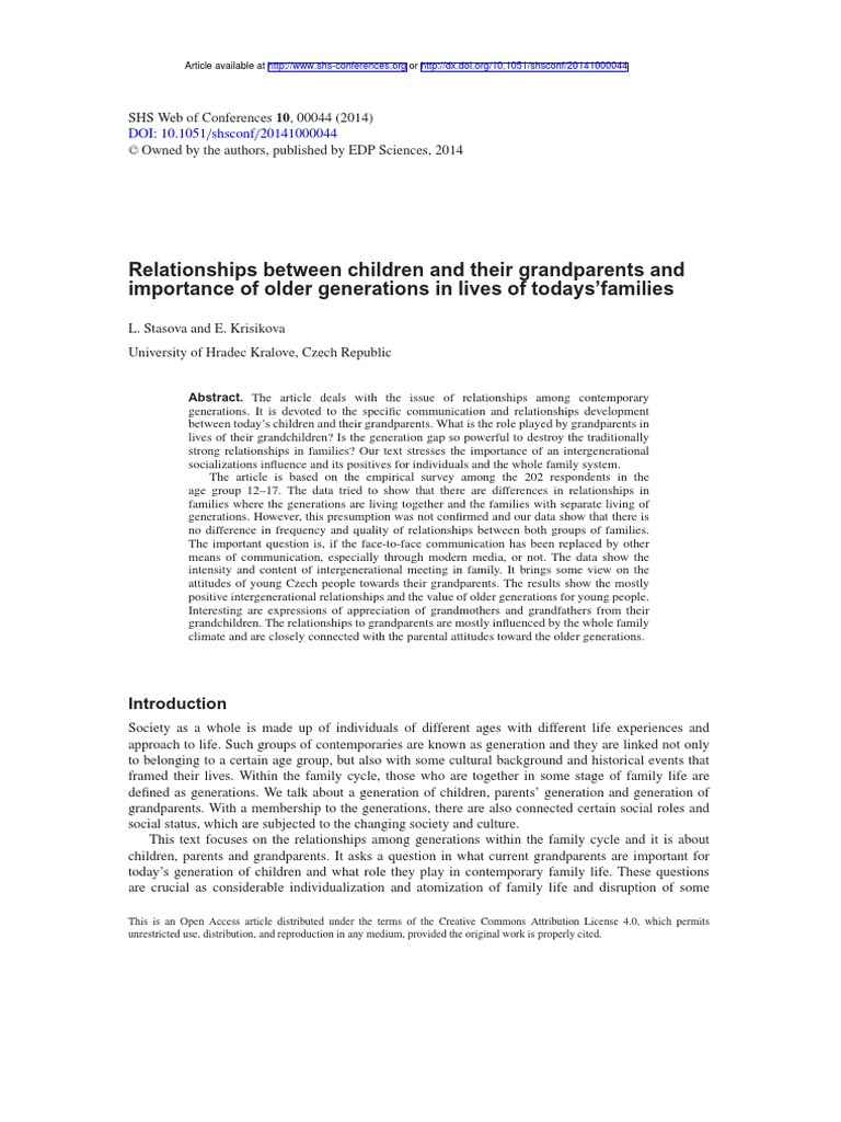 Relationships Between Children and Their Grandpare | PDF | Grandparent ...