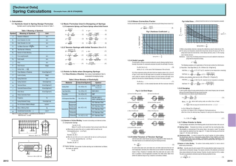 Spring Calculations | Download Free PDF | Elasticity (Physics) | Wire