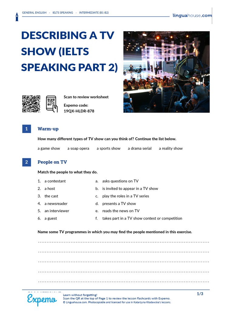 Describing A TV Show Ielts Speaking Part 2 British English Student PDF | PDF