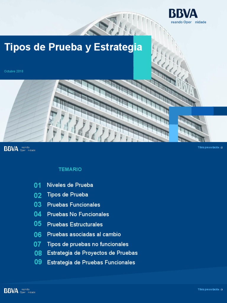 Tipos de Prueba y Estrategia BBVA | PDF | Software de la aplicacion | Software