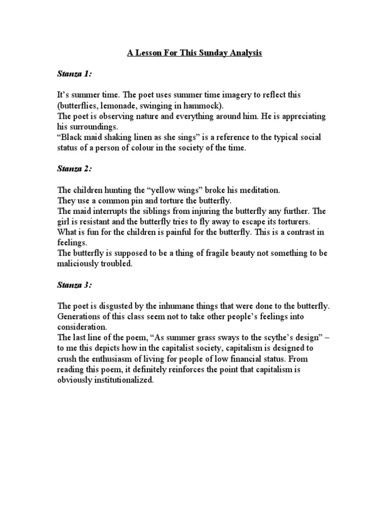 A Lesson For This Sunday Analysis | PDF