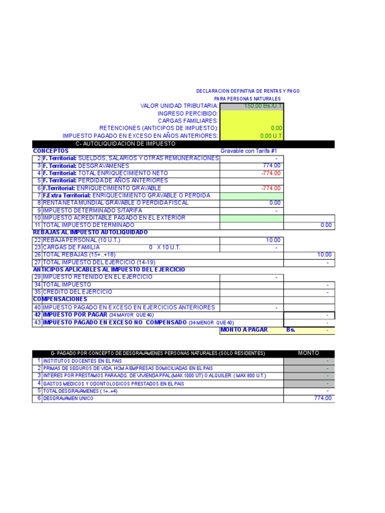 PDF Calculo de Islr en Excel | PDF | Impuestos | Dinero