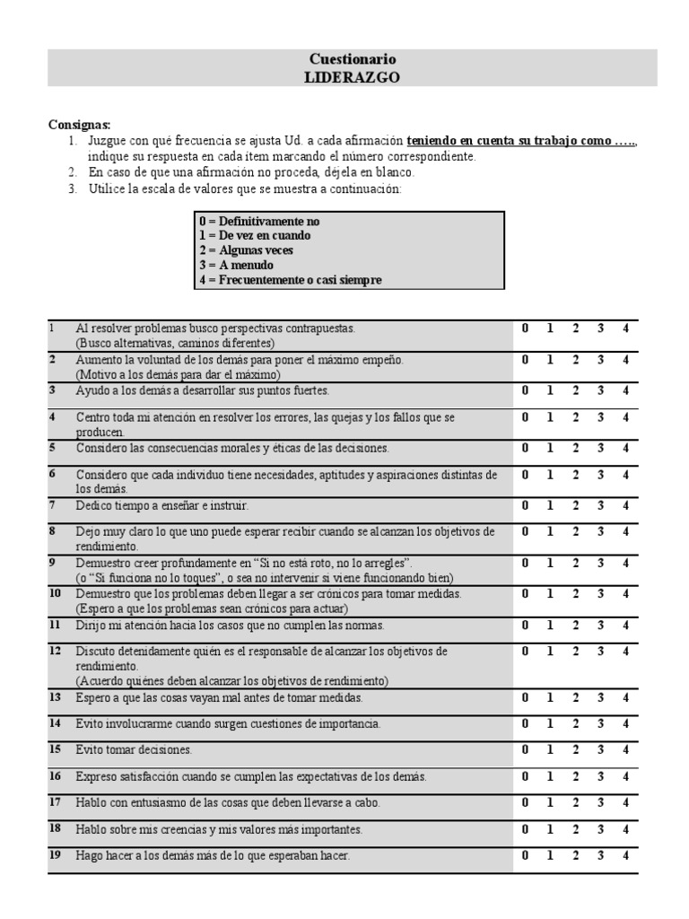 Cuestionario MLQ 5x | PDF