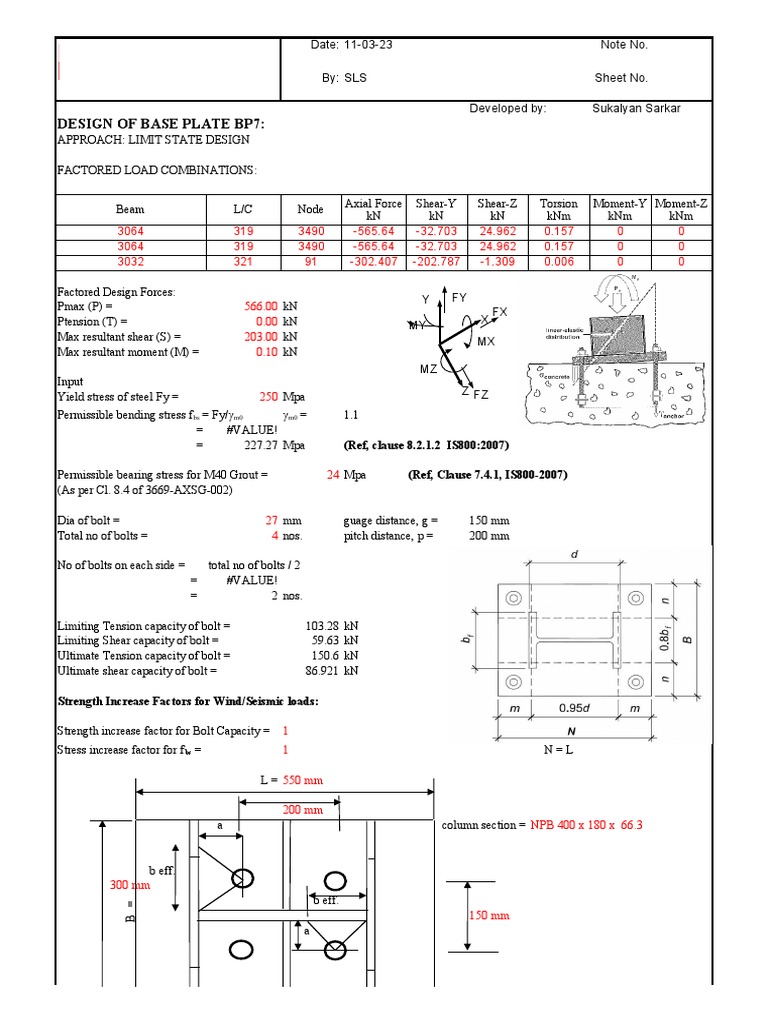 Base Plate Design in LSM by IS Code Revision 2 | PDF | Building ...