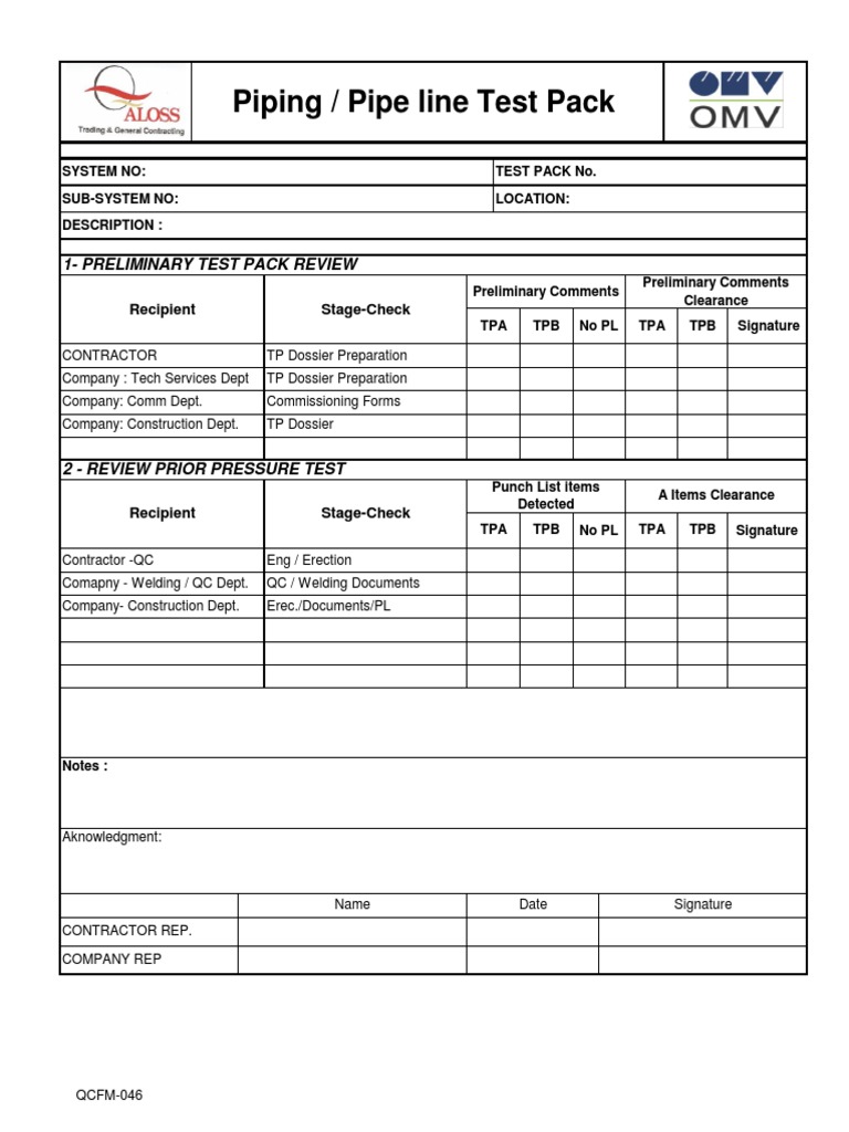 1-Test Pack Cover Sheet | PDF