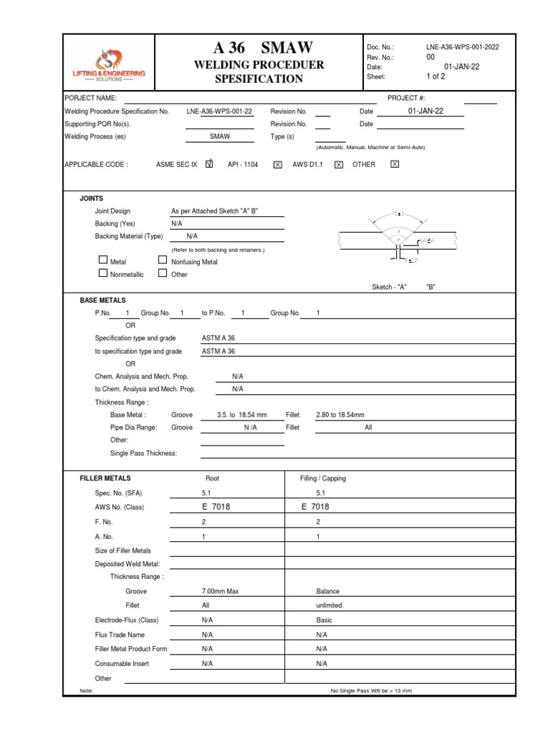 SMAW Welding Procedure Specification | PDF | Construction | Welding