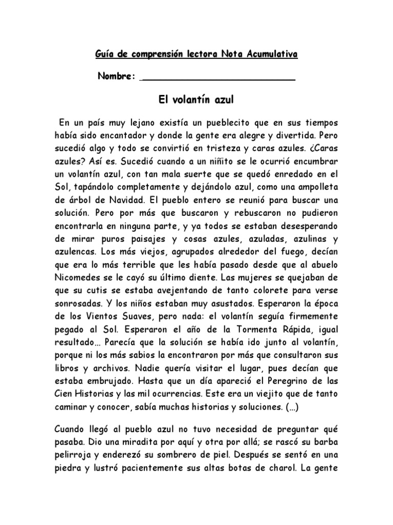Guía de Comprensión Lectora Nota Acumulativa OPCION | PDF